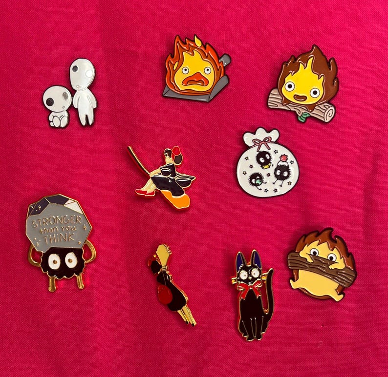 Studio Ghibli Enamel Pin Badges: Howls Moving Castle, Calcifer, Kiki's ...