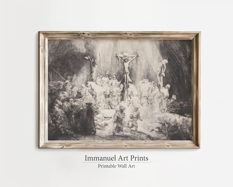 Crucifixion of Jesus Drawing Easter Wall Art Good Friday Christian Art ...