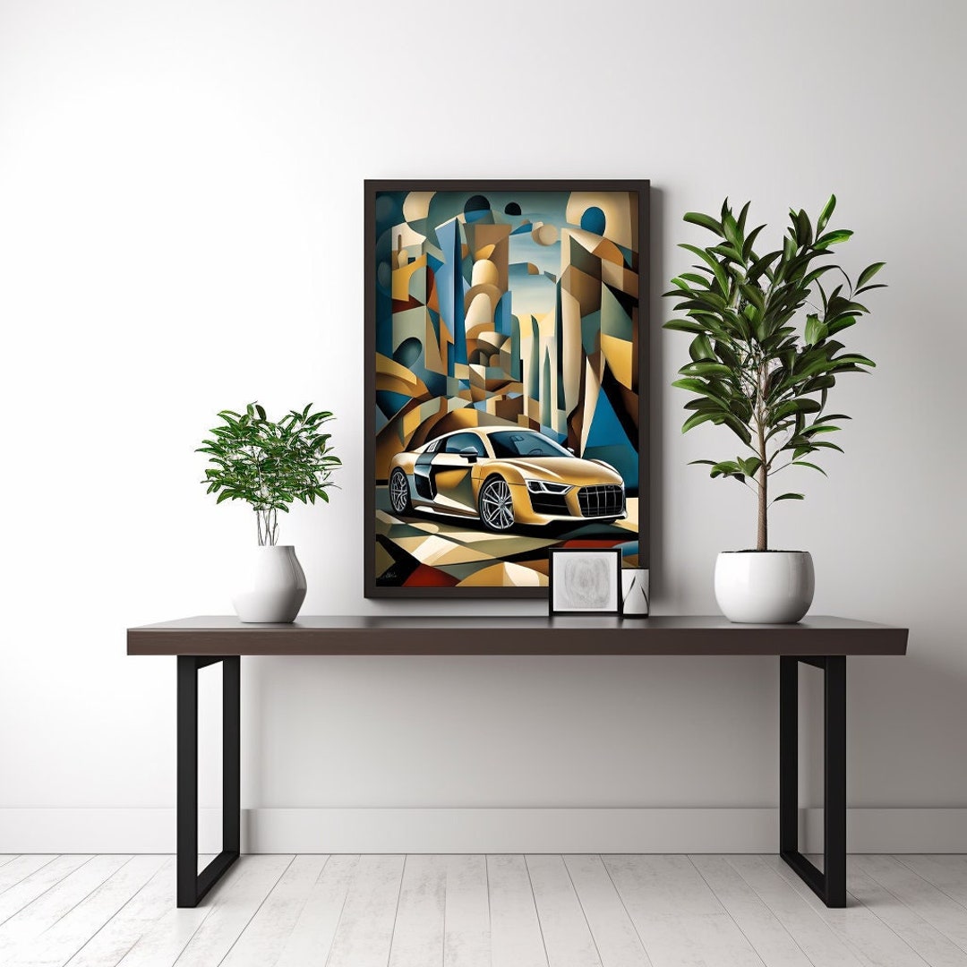 Abstract Premium Poster, Inspired by Audi R8, Frame, Car, Gift for Him ...