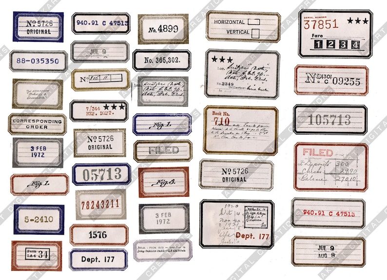 Retro Grungy Labels for Junk Journaling, Scrapbooking 2 Printable Pages ...