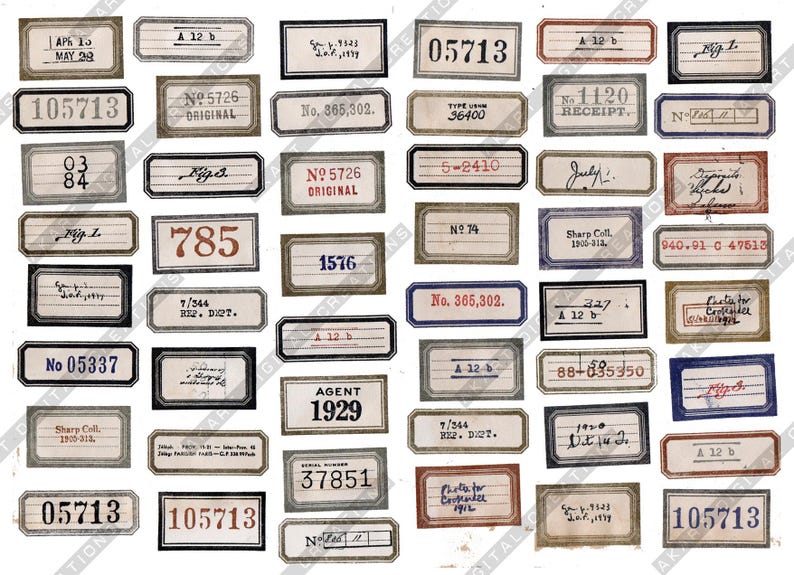 Retro Grungy Labels for Junk Journaling, Scrapbooking 2 Printable Pages ...