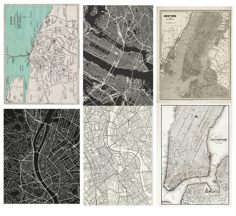 Vintage Maps Ephemera for Junk Journaling and Scrapbooking, 6 Printable ...