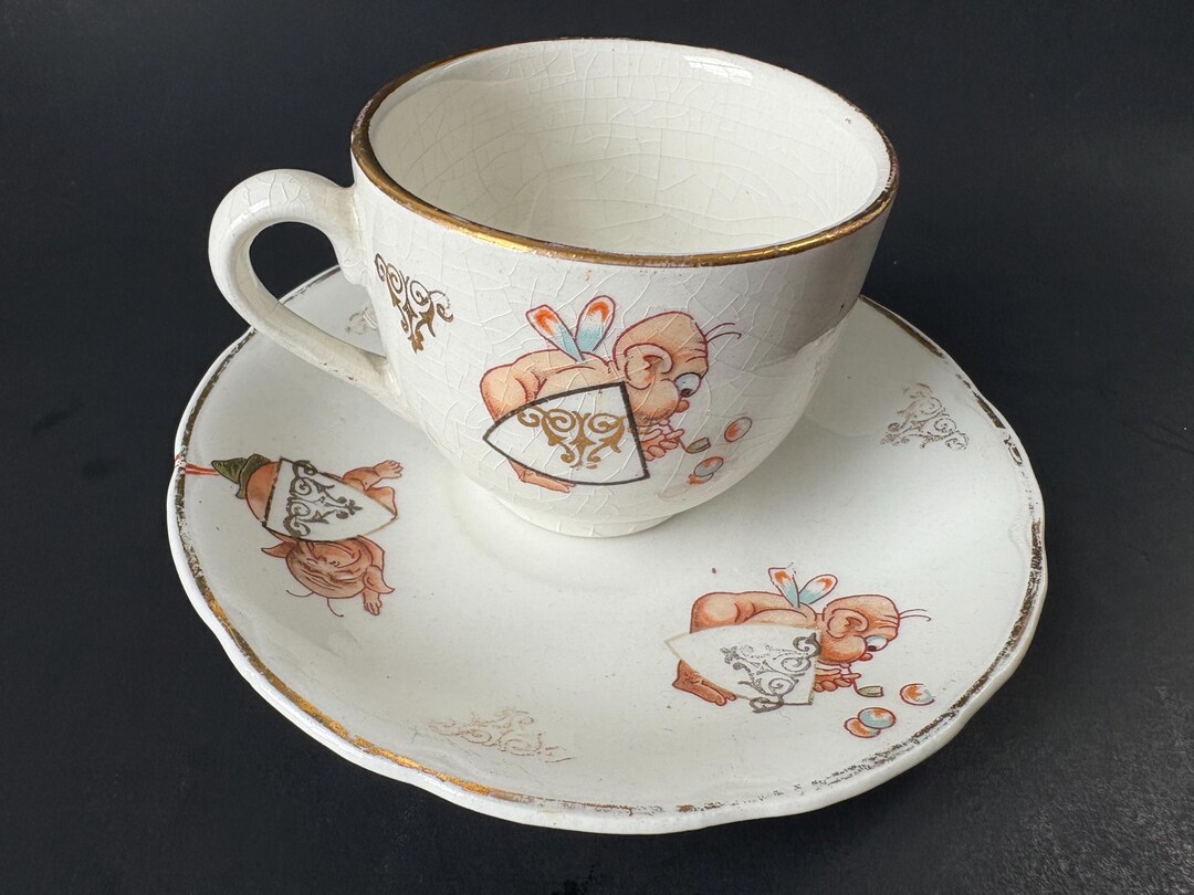 Vintage Weird Pixie Elf Tea Cup and Saucer - Etsy