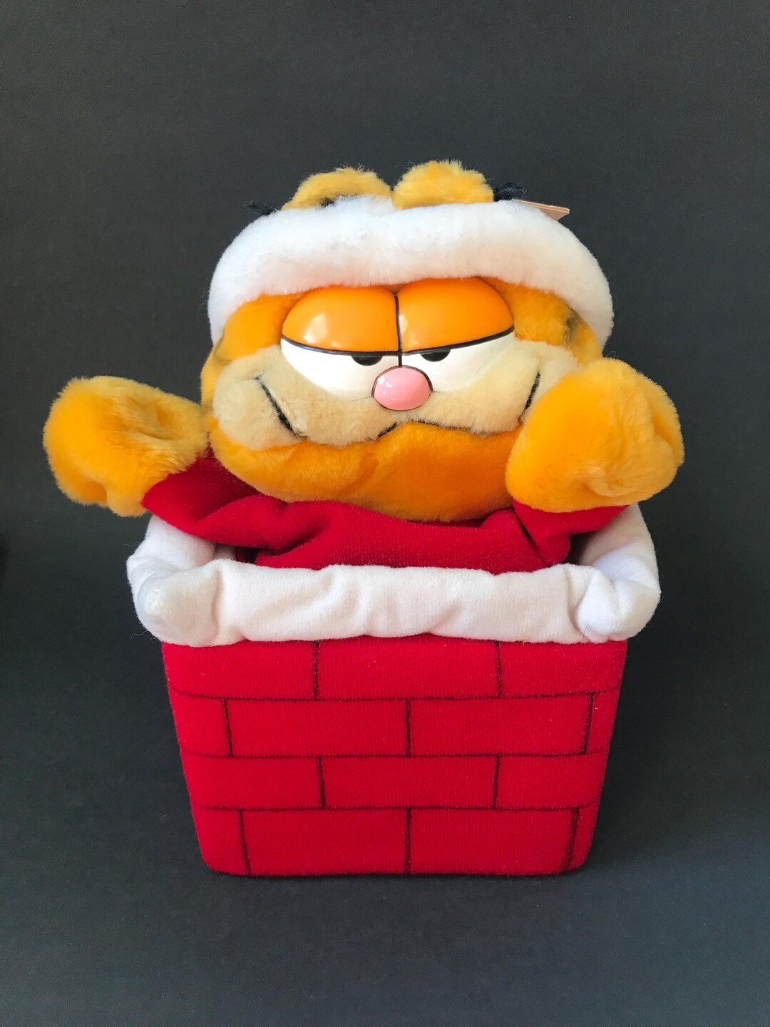 Garfield Xmas Hand Puppet Coming Out of Chimney Dakin Plush Original ...
