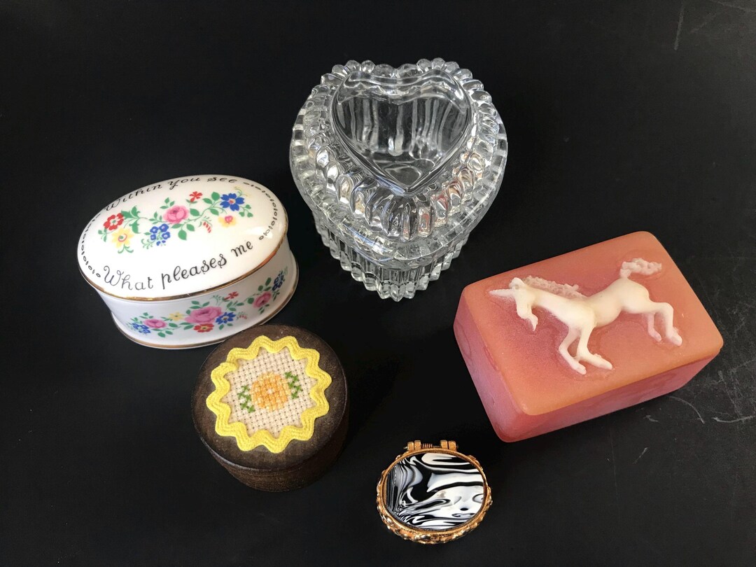 Vintage Small Trinket Boxes Tiny Storage Jewelry Holder Choose One - Etsy