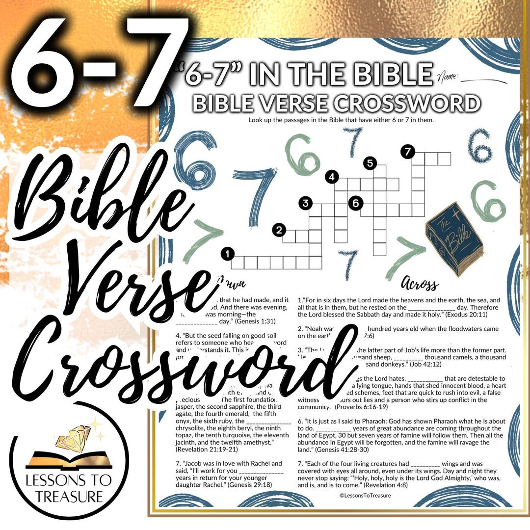 6-7 in the Bible | Bible Verse Crossword Numbers 6 7, Religious, Bell ...