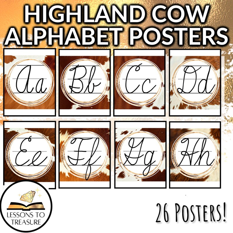 Highland Cow Cursive Alphabet Classroom - Etsy