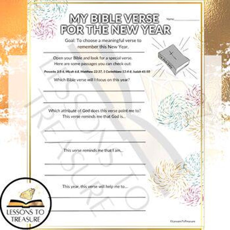My Bible Verse for the New Year Worksheet-christian, Lesson, Religious ...