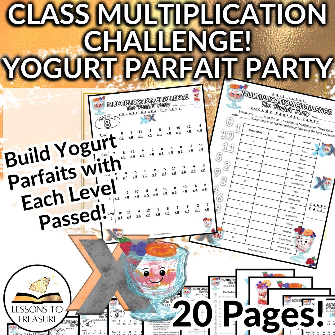 Multiplication Challenge Yogurt Parfait Party Times Tables - Etsy