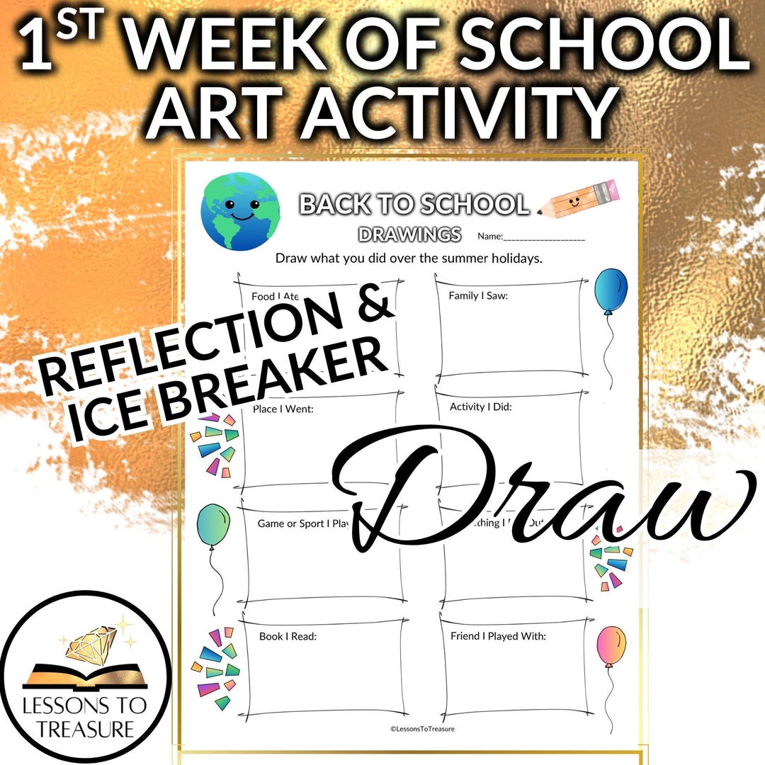 Back to School Art Activity Reflection, Drawing, First Week School Ice ...