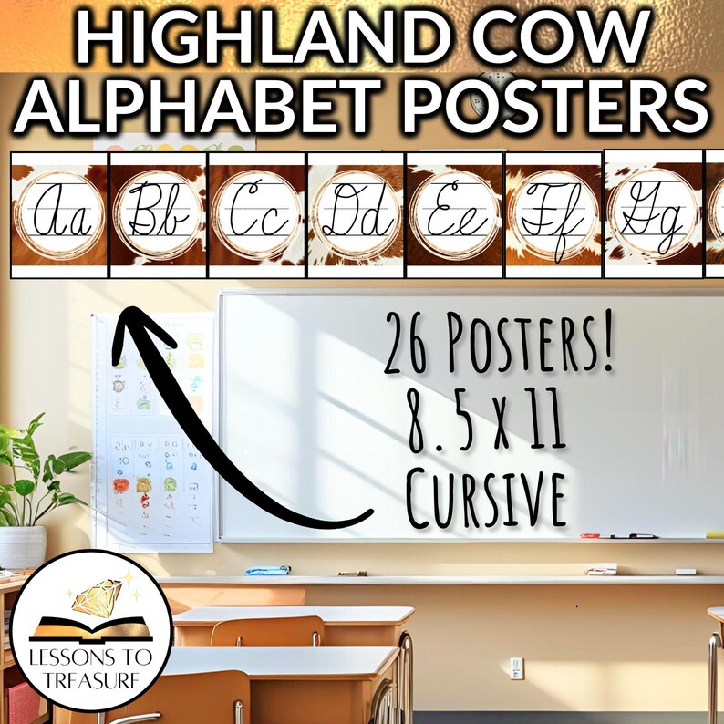 Highland Cow Cursive Alphabet Classroom - Etsy