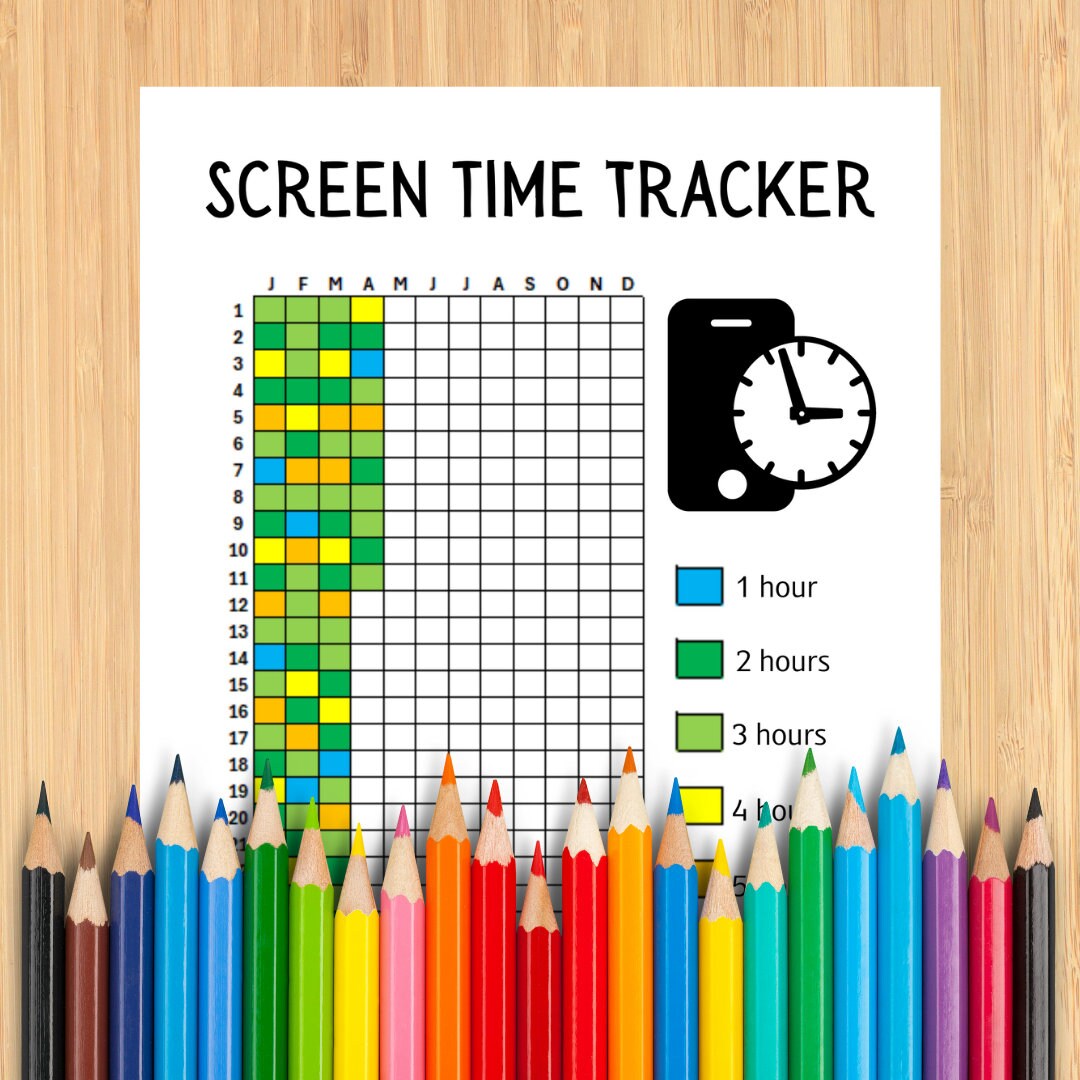 Screen Time Tracker Printable Tracker Yearly Tracker Journalism Tracker ...