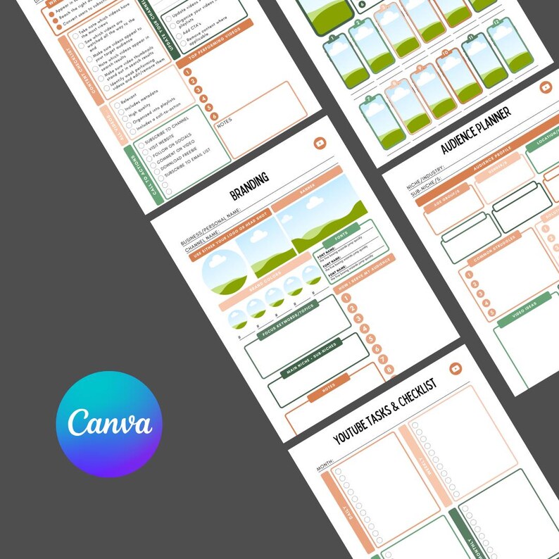 Youtube Content Planner Canva Template | Editable Video Planning Sheet ...