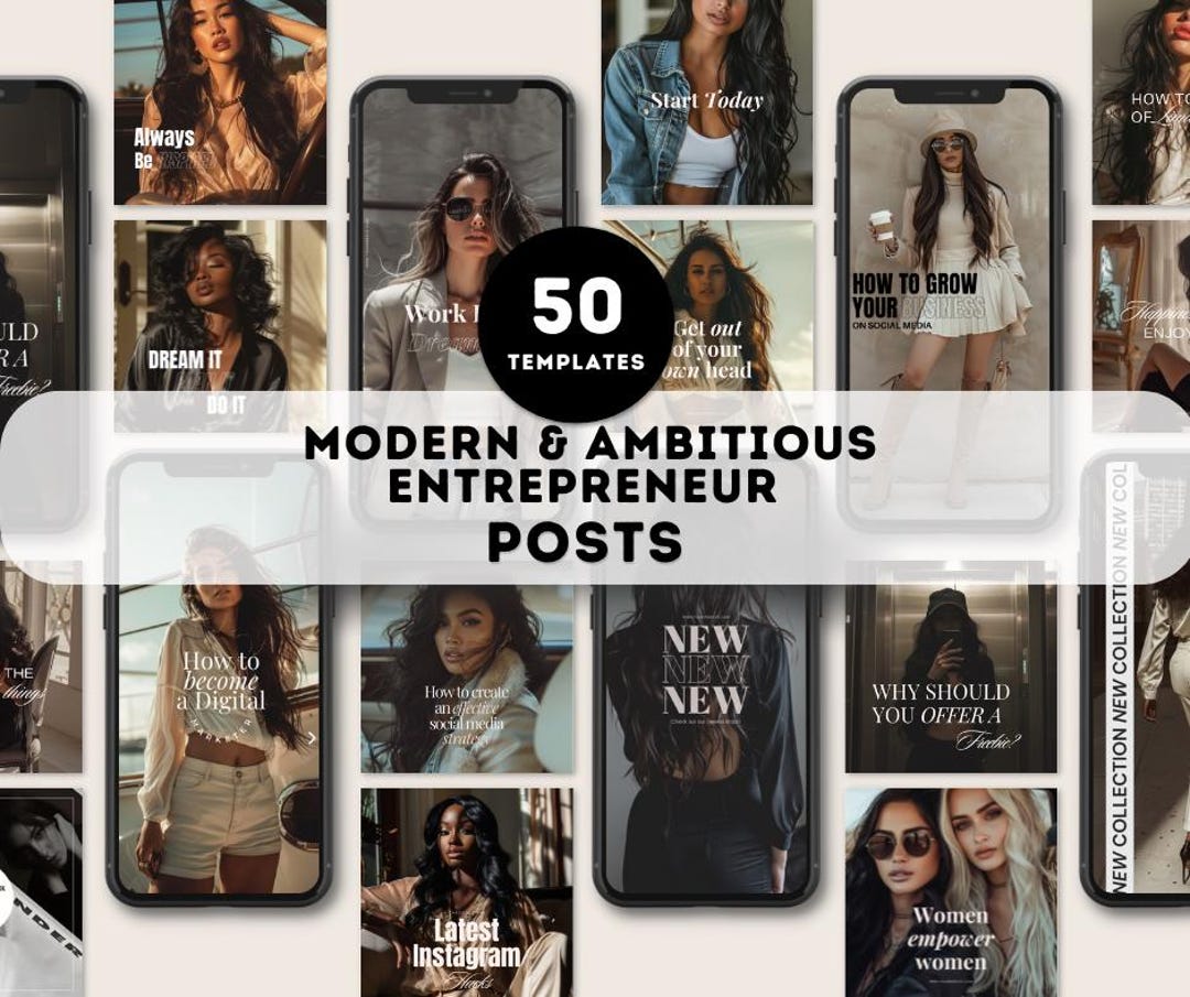 50 Modern & Ambitious Entrepreneur Posts | Canva Editable Templates ...