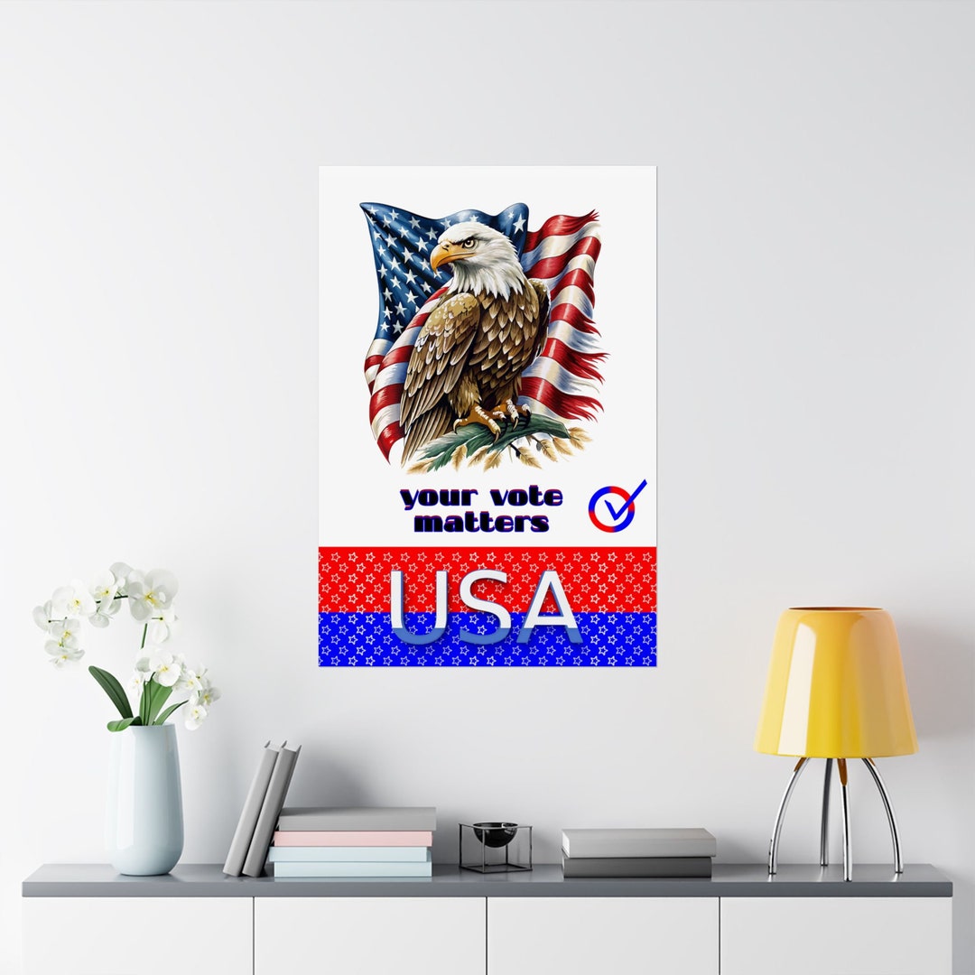 Matte Vertical Posters Banner, Eagle American Flag Your Vote Matters ...