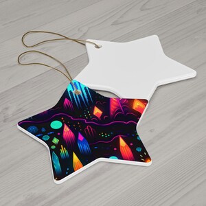 Colorful Ceramic Ornaments, Star Shape Tree Decor, Cosmic Holiday ...