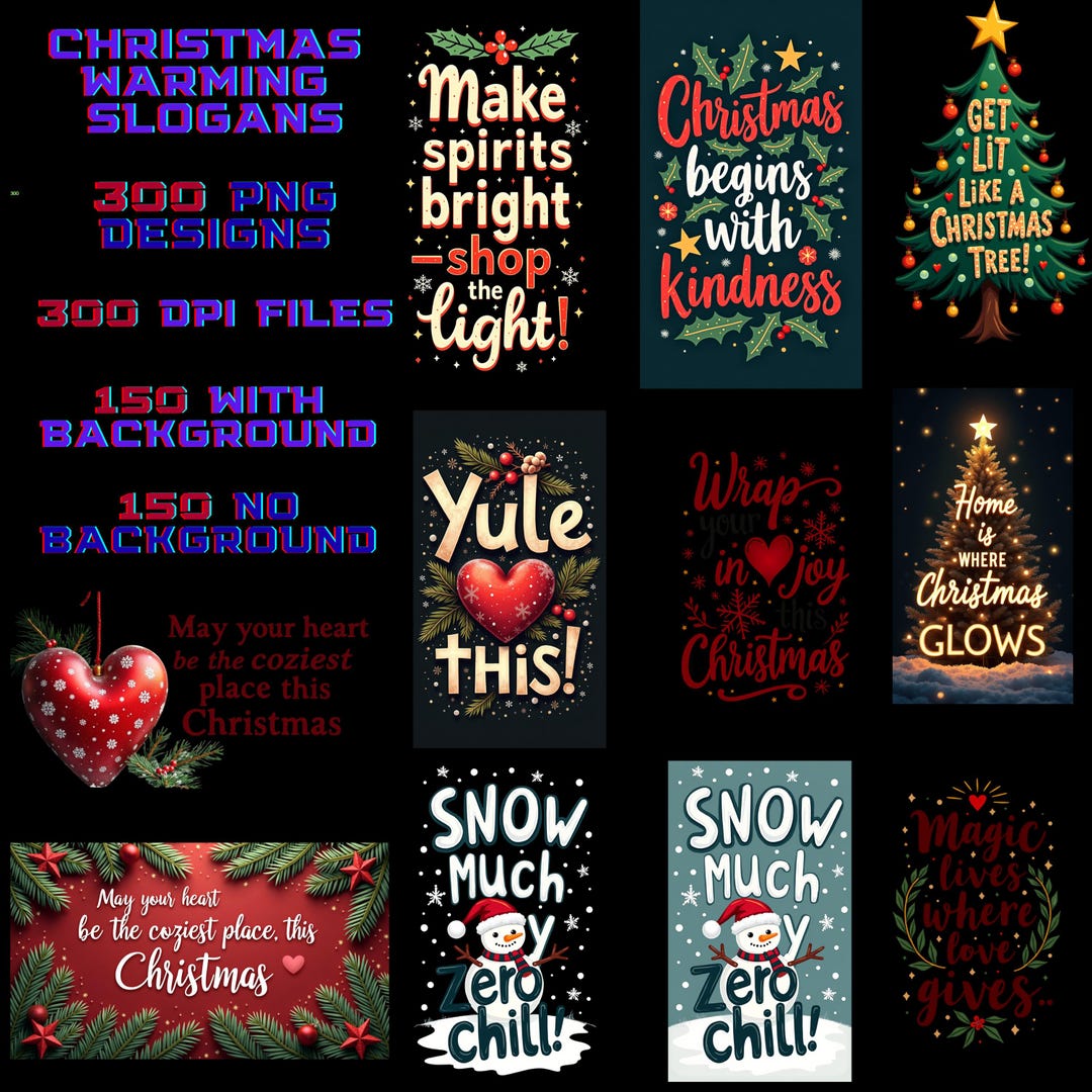 Chistmas Warming Slogans Designs Wall Art Printable Patterns Print ...