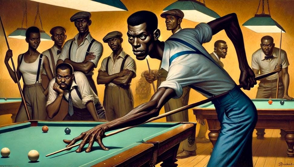 Jazz and Billiards Wall Art 1920s Harlem Renaissance Pool Hall Scene ...