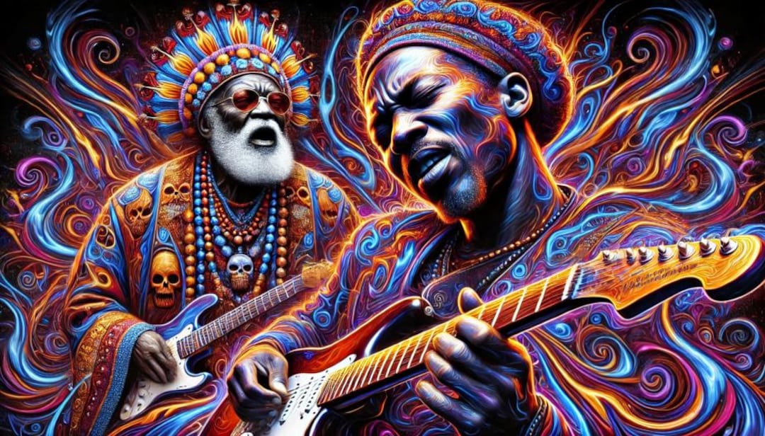 36x24 Canvas Ready to Hang Psychedelic Black Art Print Funk & Rock ...