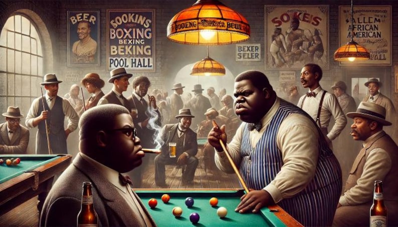 Canvas Jazz and Billiards Wall Art 1920s Harlem Renaissance Pool Hall ...