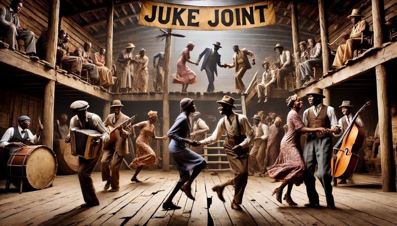 1930s Juke Joint Bliss: A Celebration of Black Culture on 24x36 Canvas ...