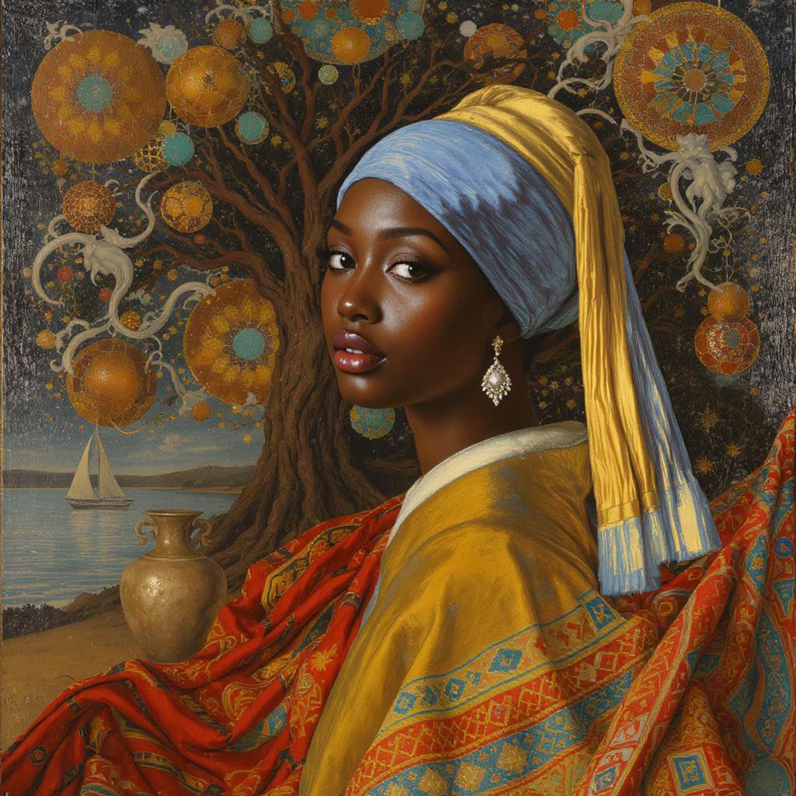 Golden Grace Portrait – African American Woman Wall Art, Museum Quality ...