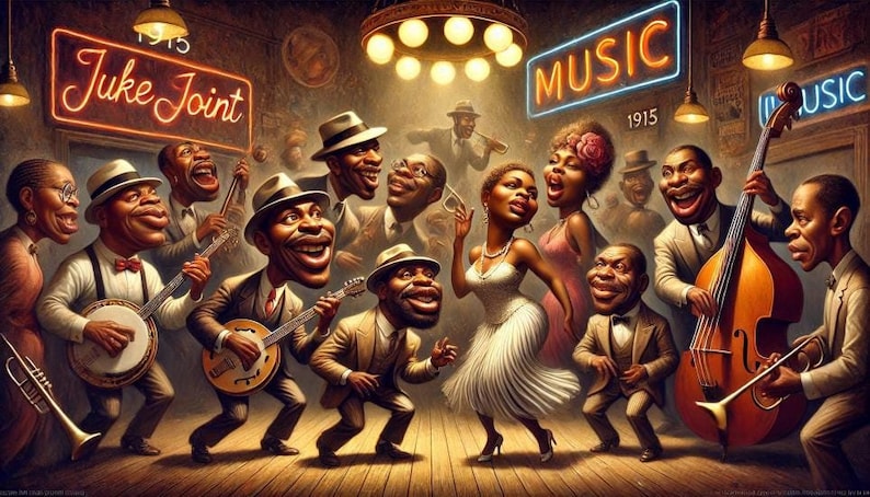Harlem Renaissance Juke Joint Canvas Print: African American Jazz Art ...