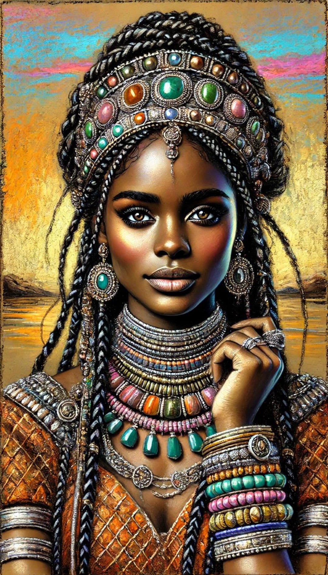 Black Woman Art Print: African Lady Portrait, Boho Gallery Decor - Etsy