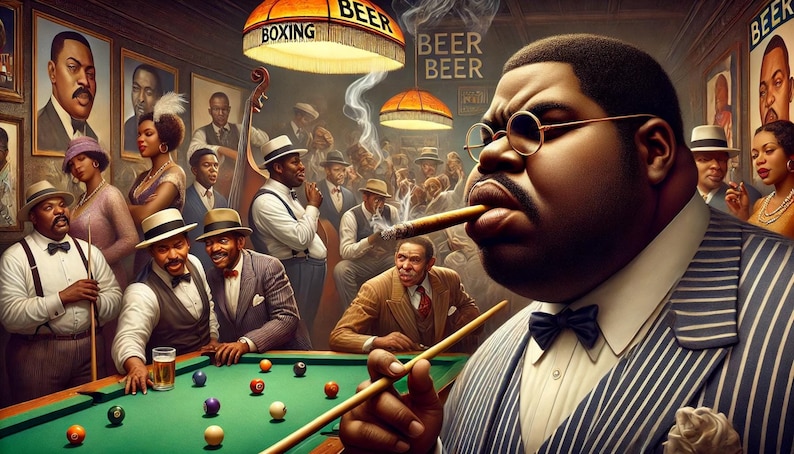 1920s Harlem Renaissance Pool Hall Art African American Billiards and ...