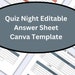 Trivia Answer Sheets - Printable Quiz Sheets for Game Nights - Fun ...