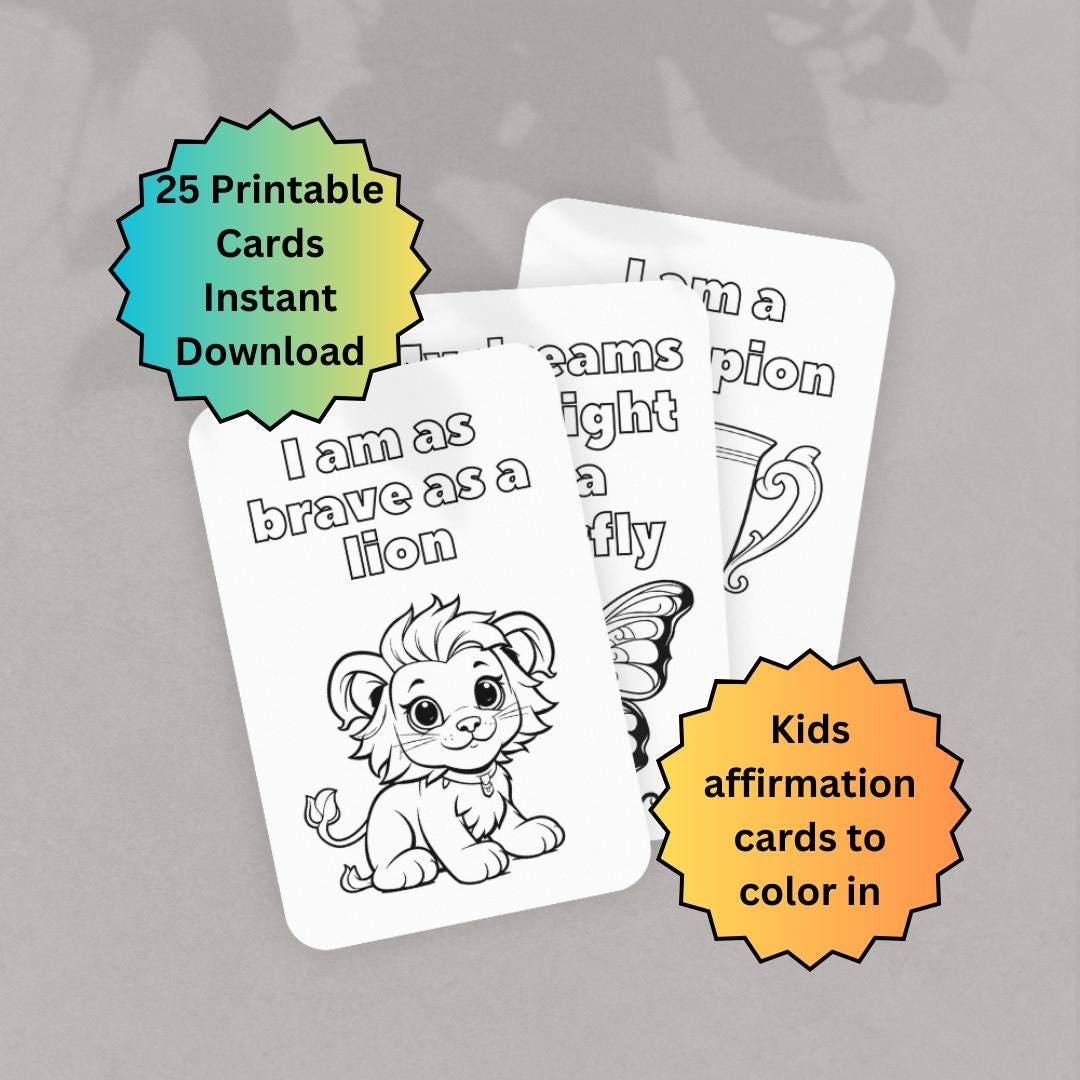 Positive Affirmation Cards for Kids, Encouragement Cards for Kids ...