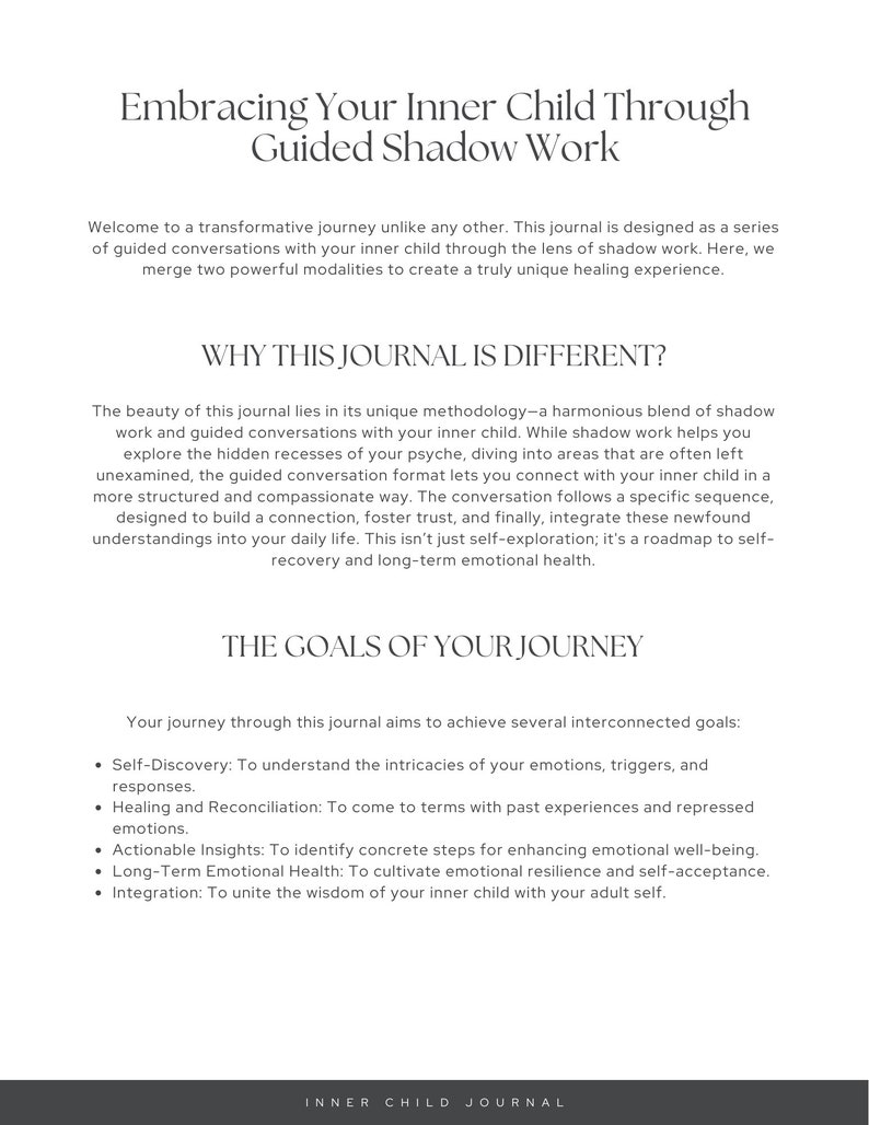 Inner Child Healing Journal - Shadow Work Workbook - Emotional ...