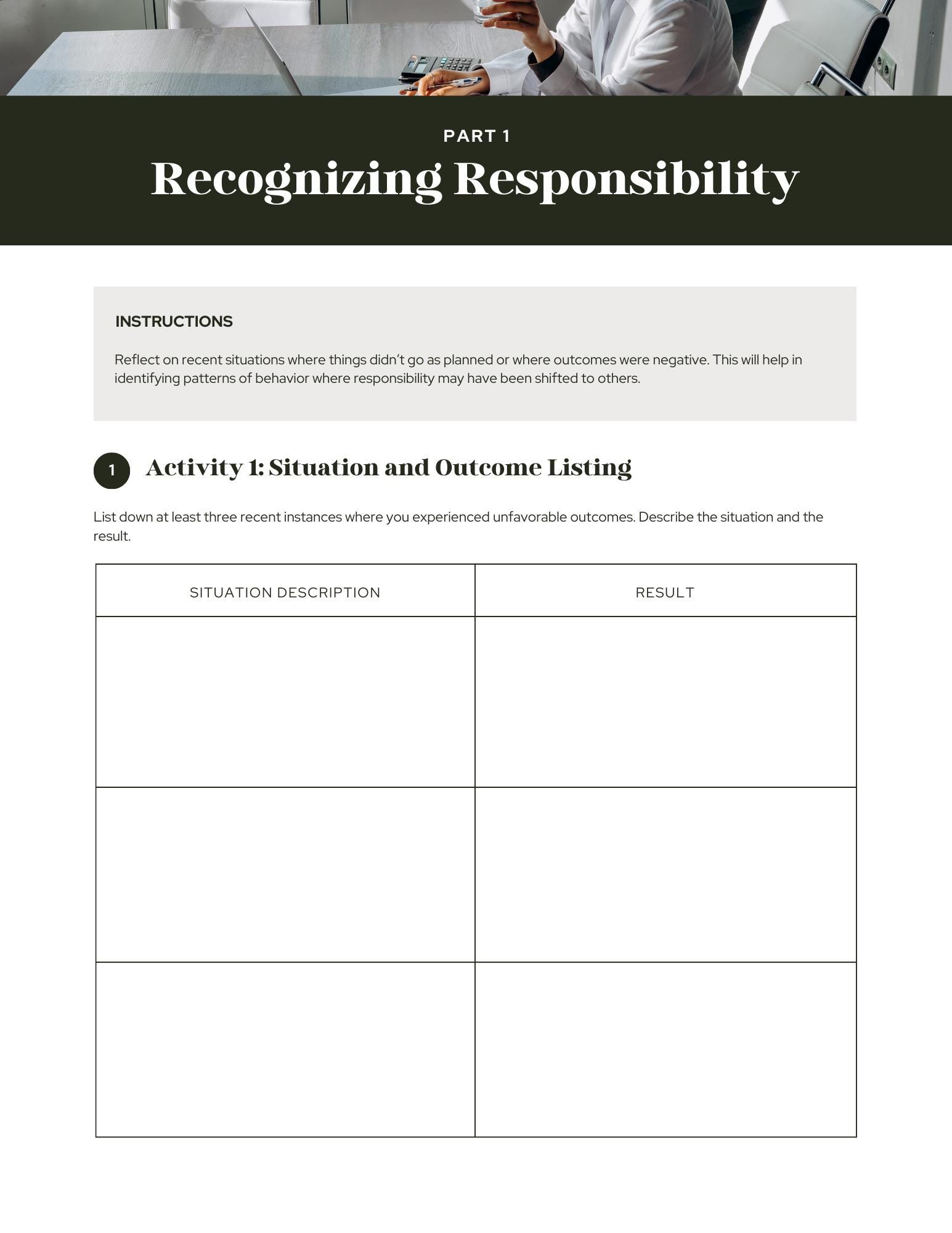 Accountability Therapy Worksheets | Coaching Tools for Personal ...