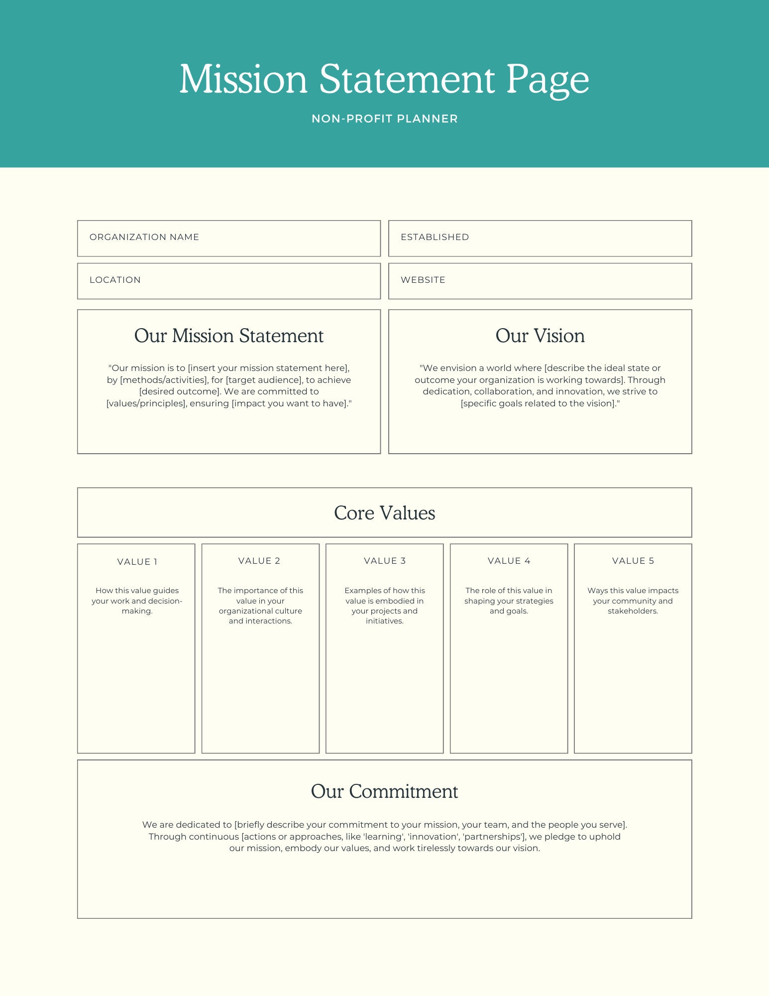 Nonprofit Business Plan, Non Profit Planner, Canva Template ...