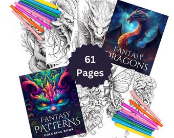 Fantasy Colouring Page Bundle, Whimsical Coloring Pages, Magic Coloring ...