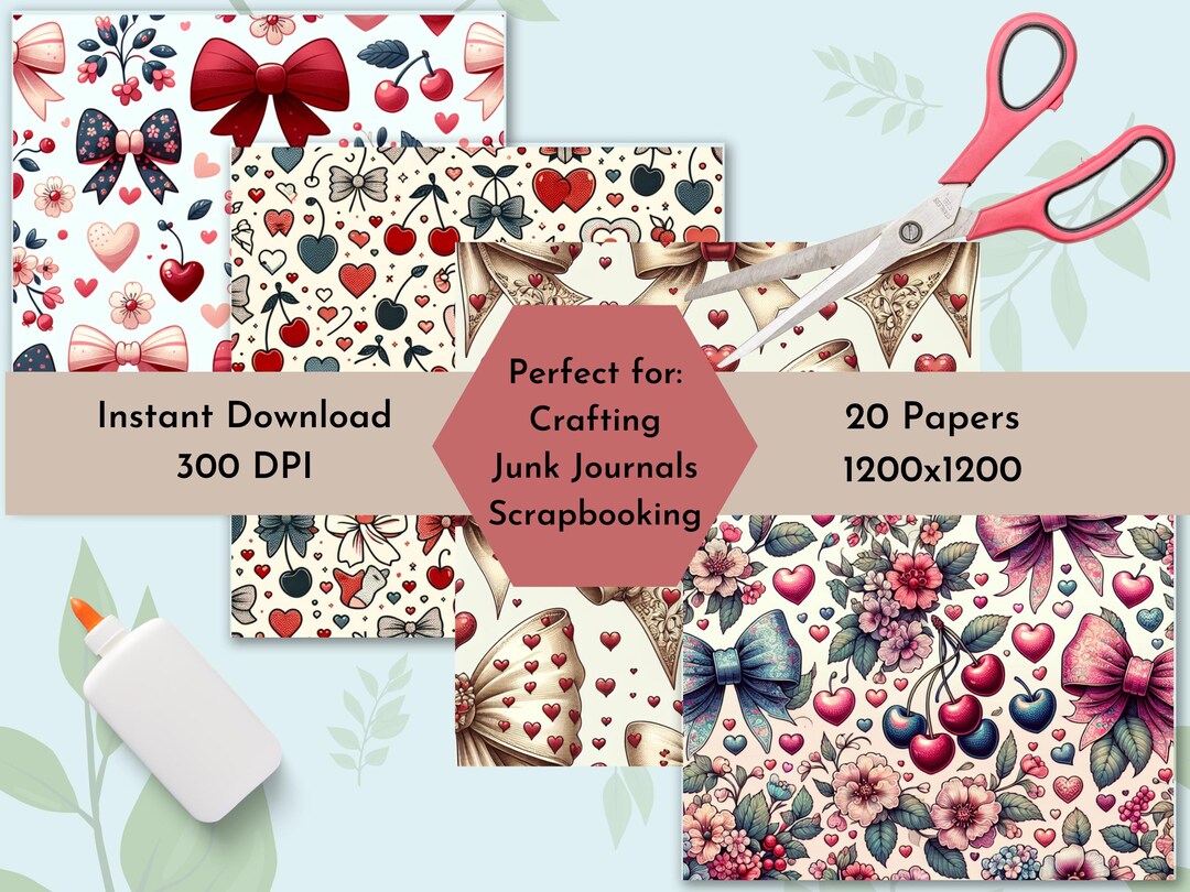 Pastel Bows & Gingham Digital Paper Bundle 20 Seamless Patterns + 6 ...