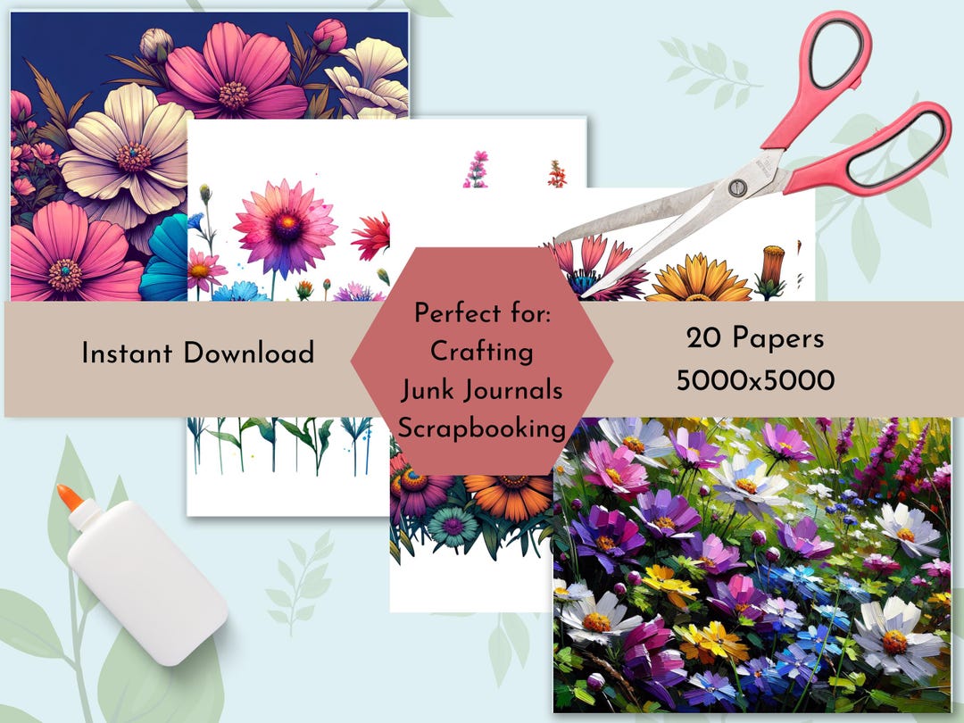 Colorful Wildflower Digital Paper 20 Floral Patterns 300 Dpi JPG Files ...