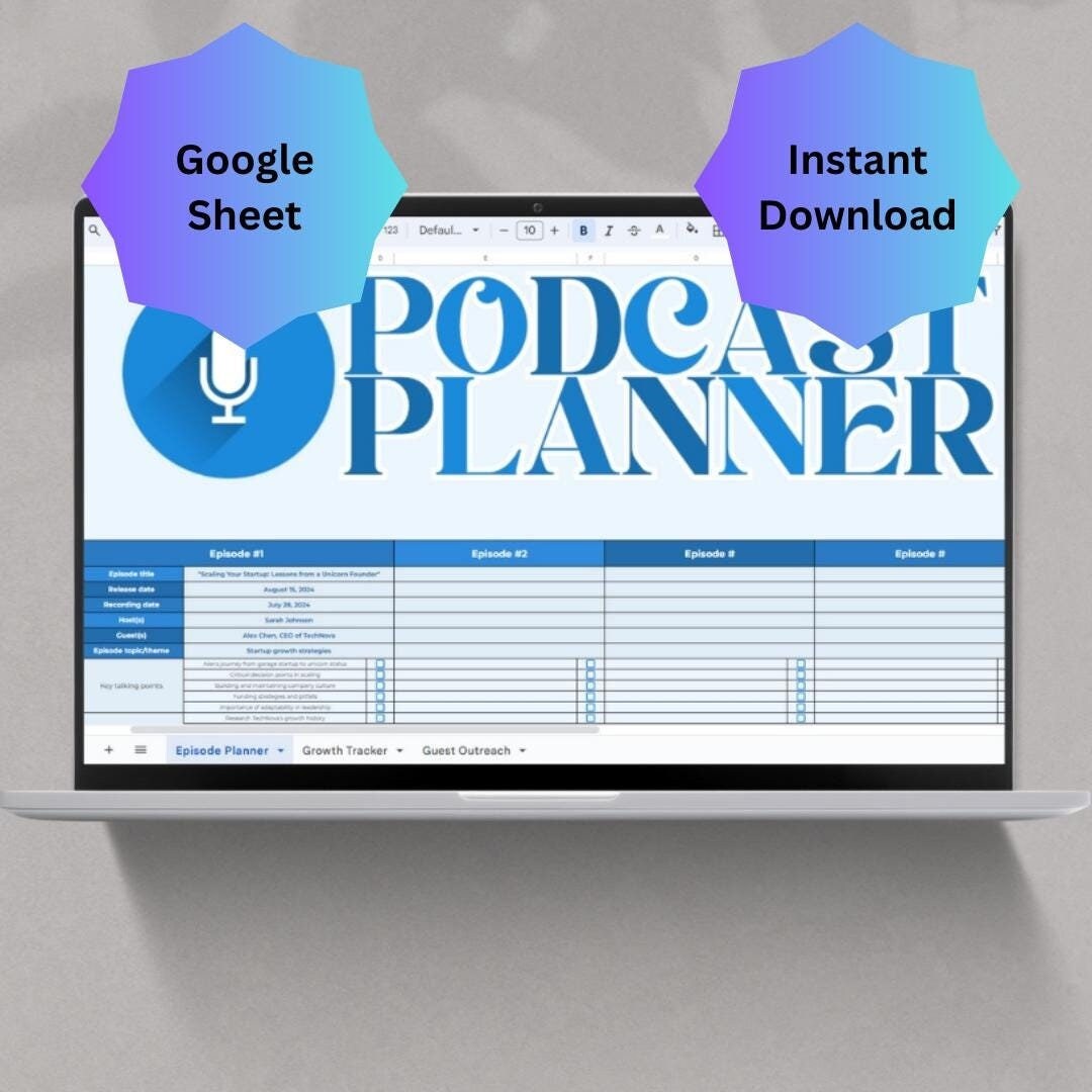 Podcast Planner Spreadsheet Google Sheets Template Podcast Content ...