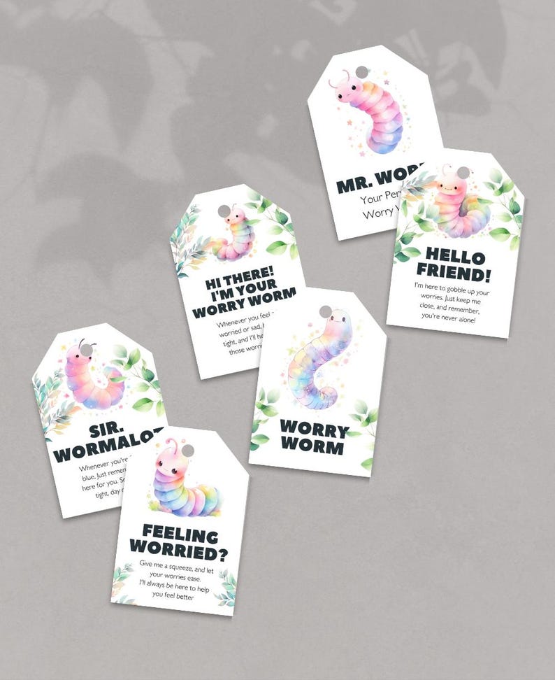 Worry Worm Tags & Worry Worm Cards for Crochet Worms, Loom Worms, the ...