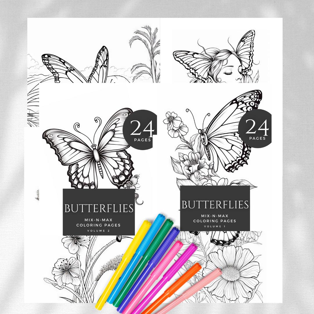 Butterfly Coloring Pages for Kids, Butterflies With Flowers Coloring ...