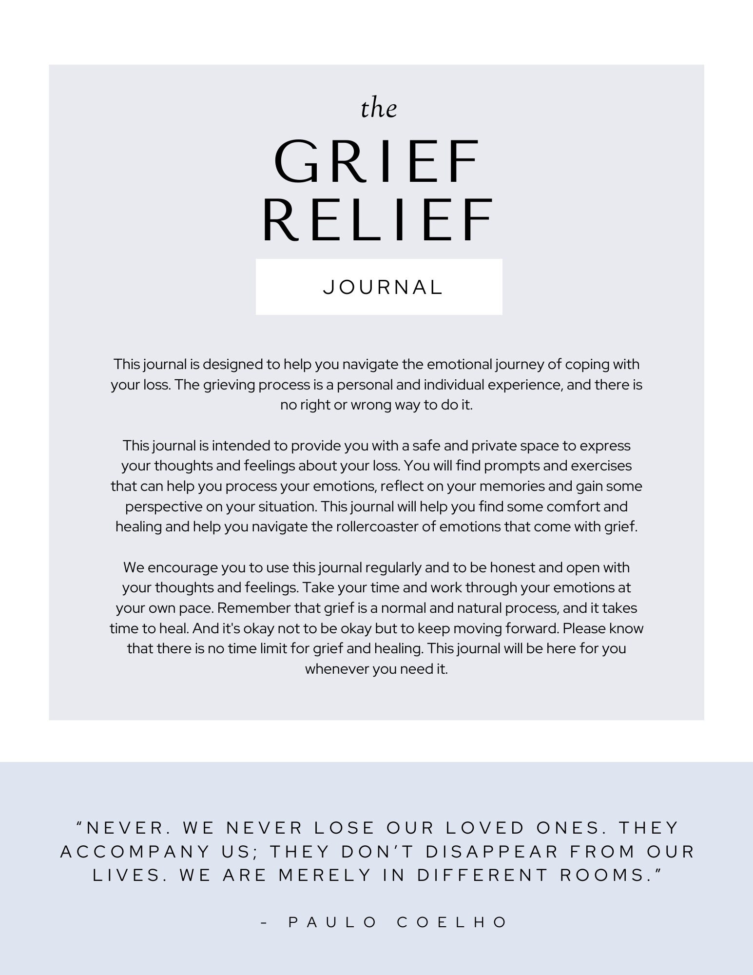 Printable Grief Journal Mental Health Counselling Bereavement Journal ...