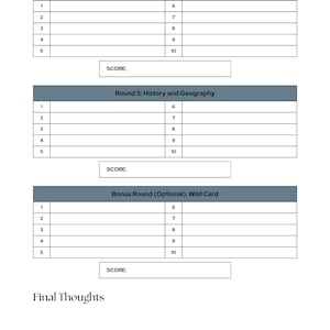 Trivia Answer Sheets - Printable Quiz Sheets for Game Nights - Fun ...
