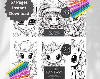 Kawaii Coloring Pages 50 Pages Cute Coloring Pages for Kids and Adults ...