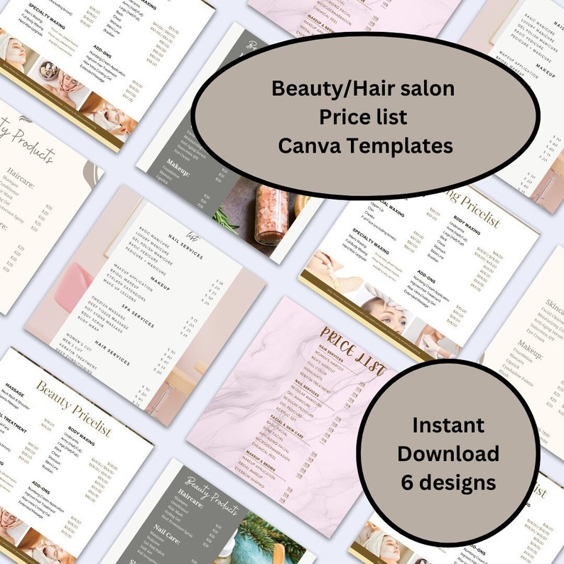 Editable Nail Salon Price List Template Edit in Canva Beauty Salon Price List Template - Etsy