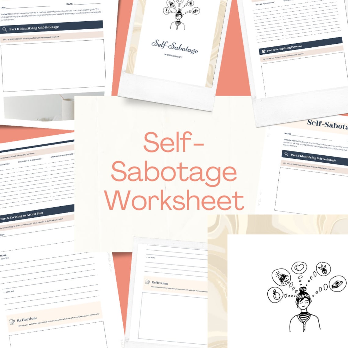 Self-sabotage Worksheet Self Awareness Mental Health Digital Download ...