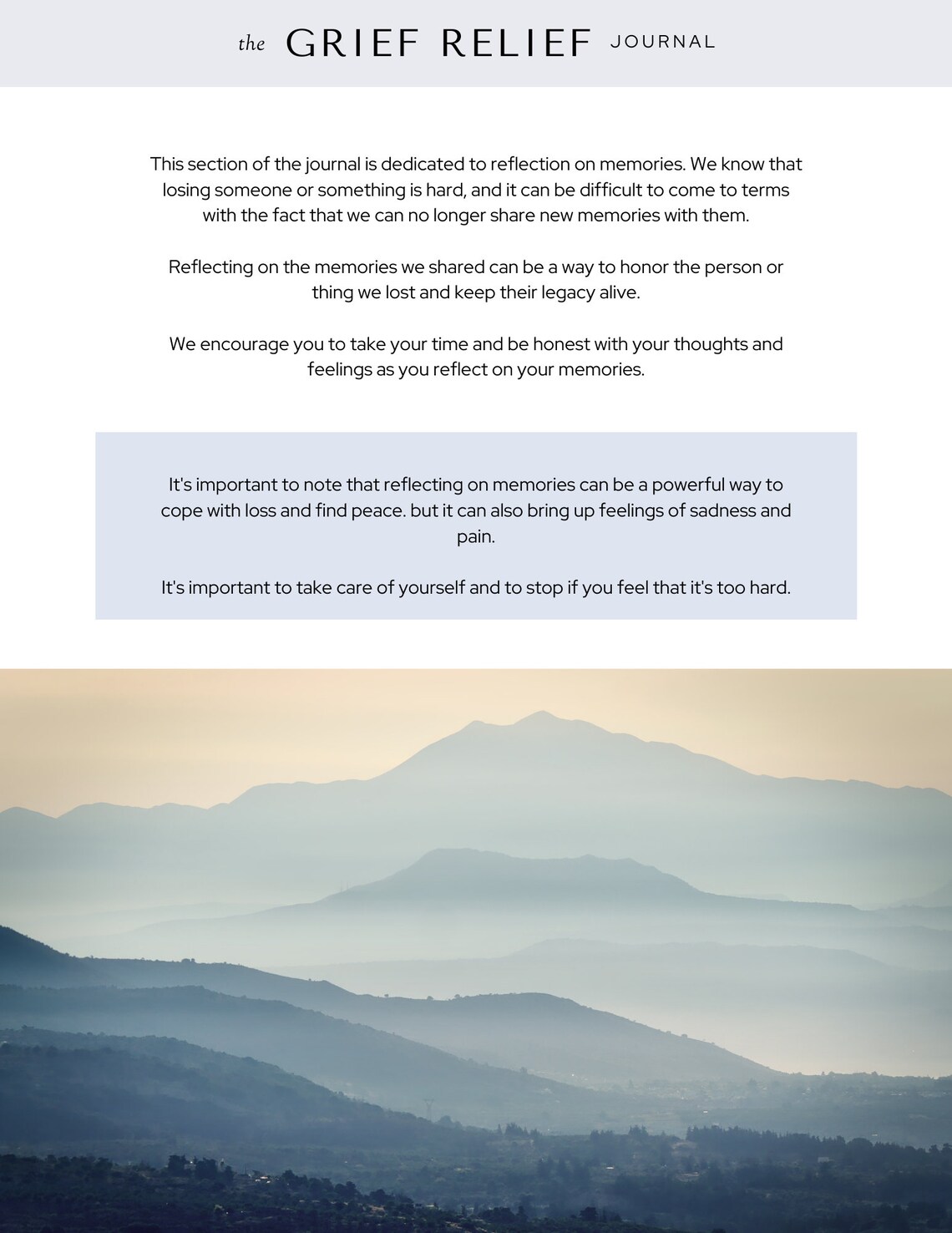 Printable Grief Journal Mental Health Counselling Bereavement Journal ...