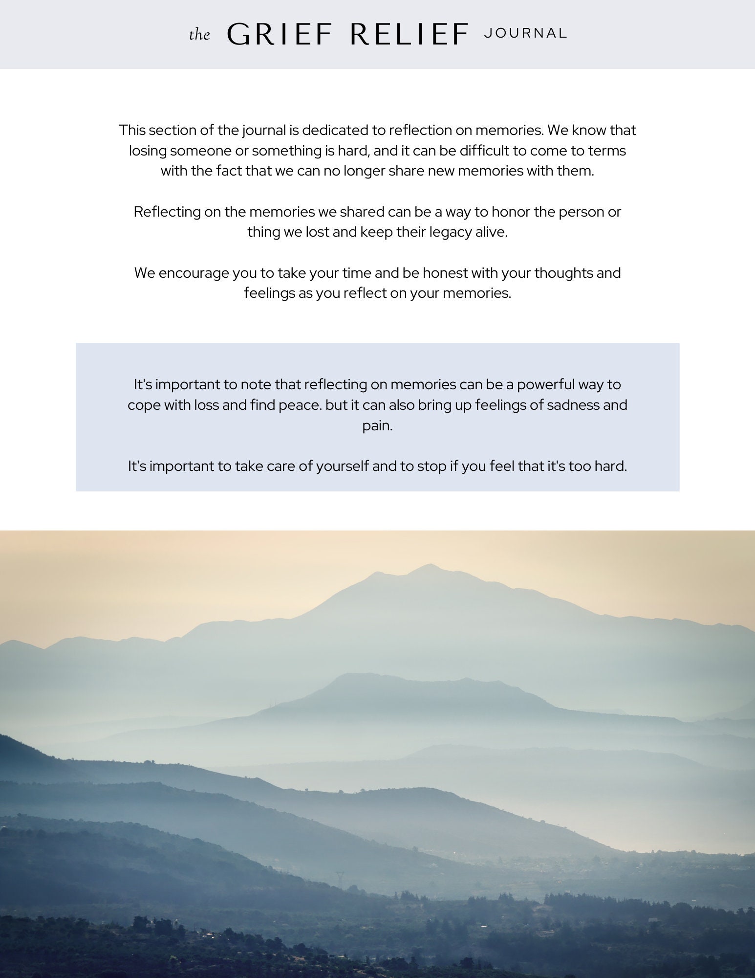 Printable Grief Journal Mental Health Counselling Bereavement Journal ...