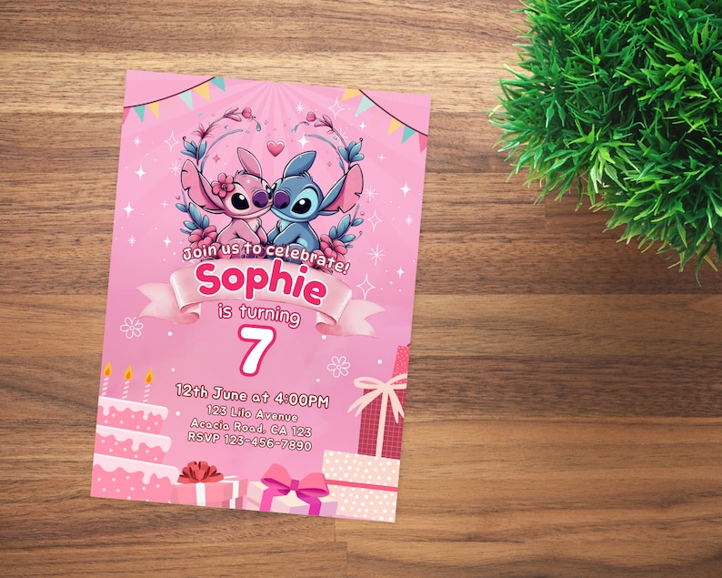 Stitch Birthday Invitation, Stitch Birthday Party Digital Invitation ...