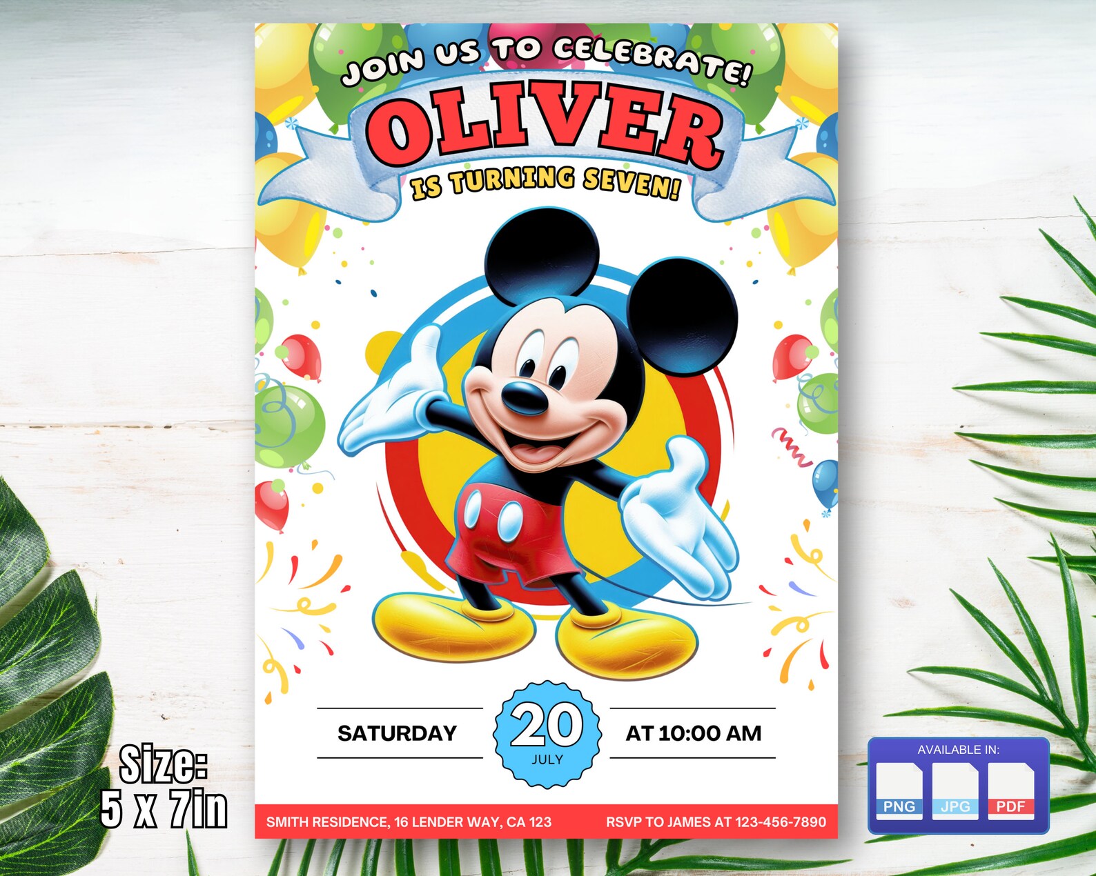 Mickey Mouse Invitation, Mickey Birthday Party Digital Invitation ...