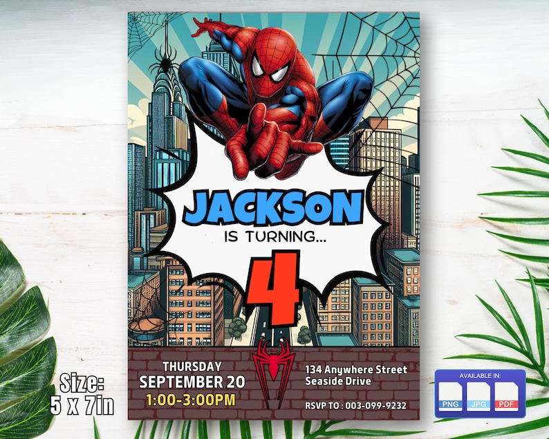 Spider Man Invitation, Spider-man Boys Birthday Party Digital ...